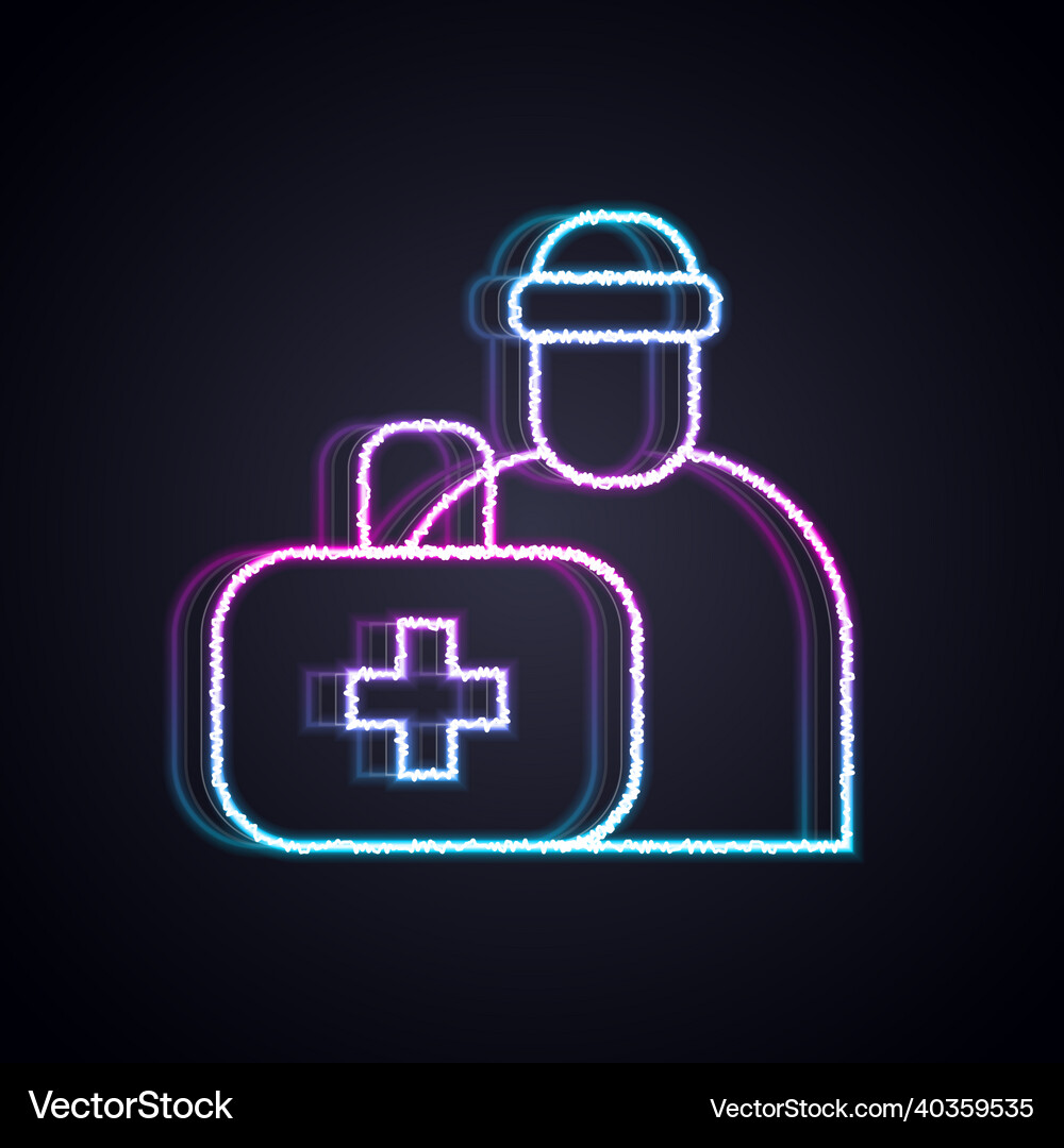 Glowing neon line first aid kit icon isolated Vector Image