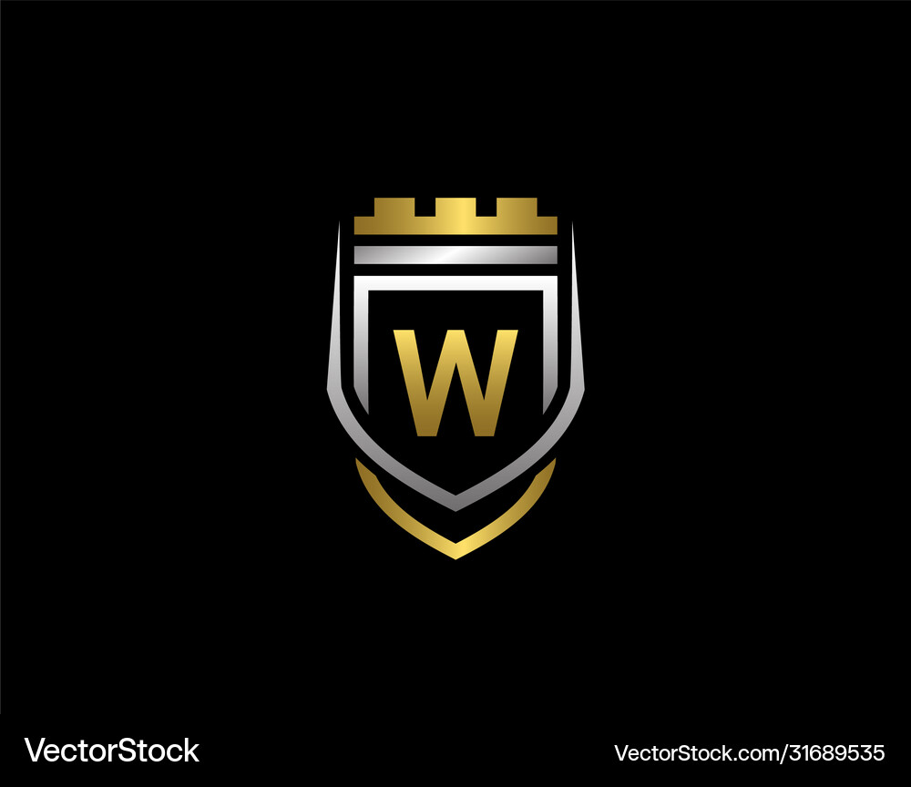 Gold heraldic w letter monogram elegant retro Vector Image