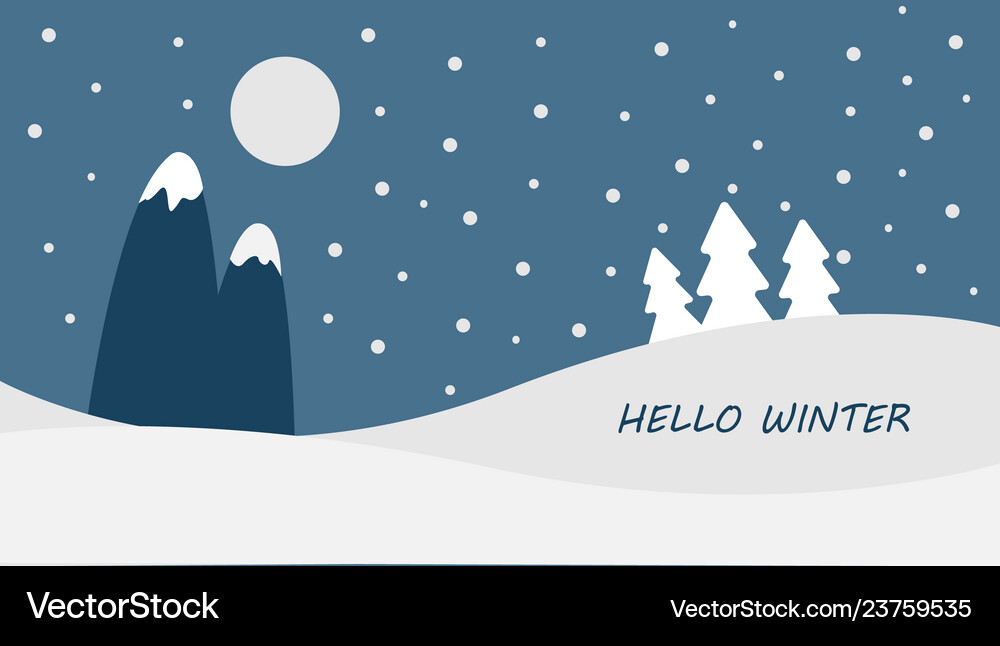 Hello winter blue landscape snowy funny Royalty Free Vector