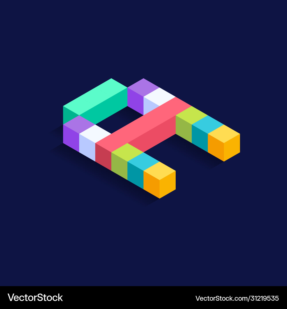 Letter a isometric colorful cubes 3d design Vector Image