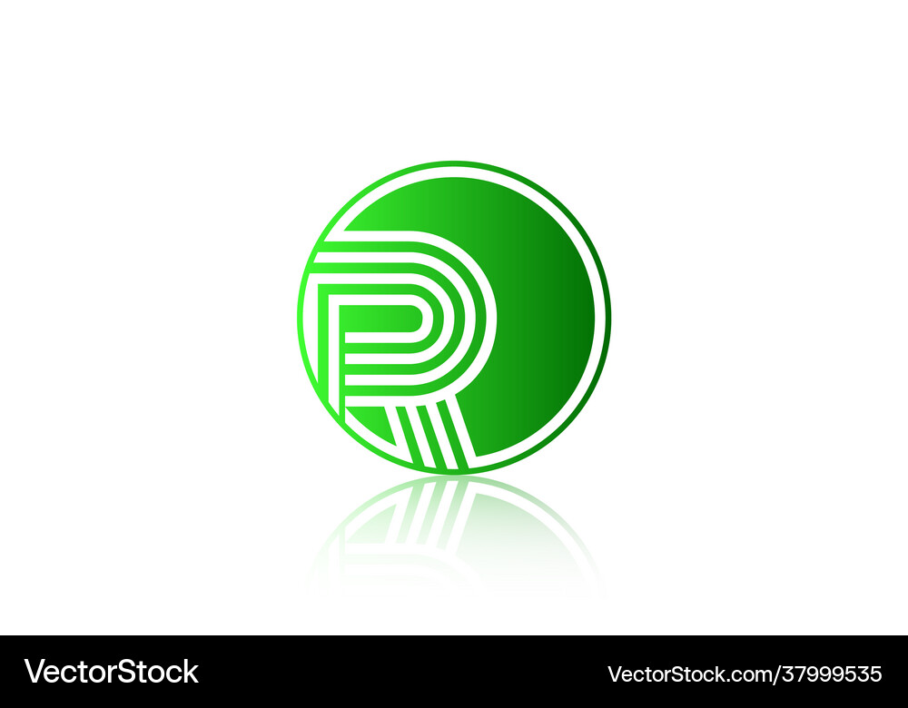 Letter r lines merge with circle monogram logo Vector Image