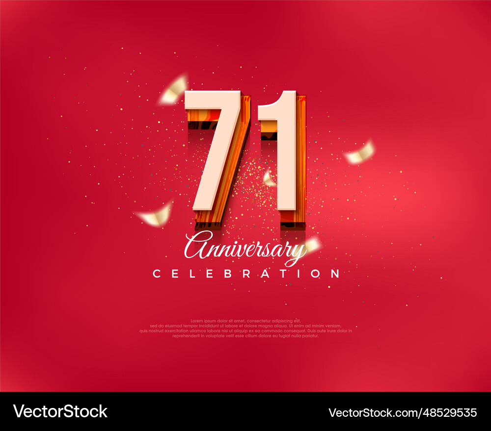 Modern design number for the 71st anniversary Vector Image