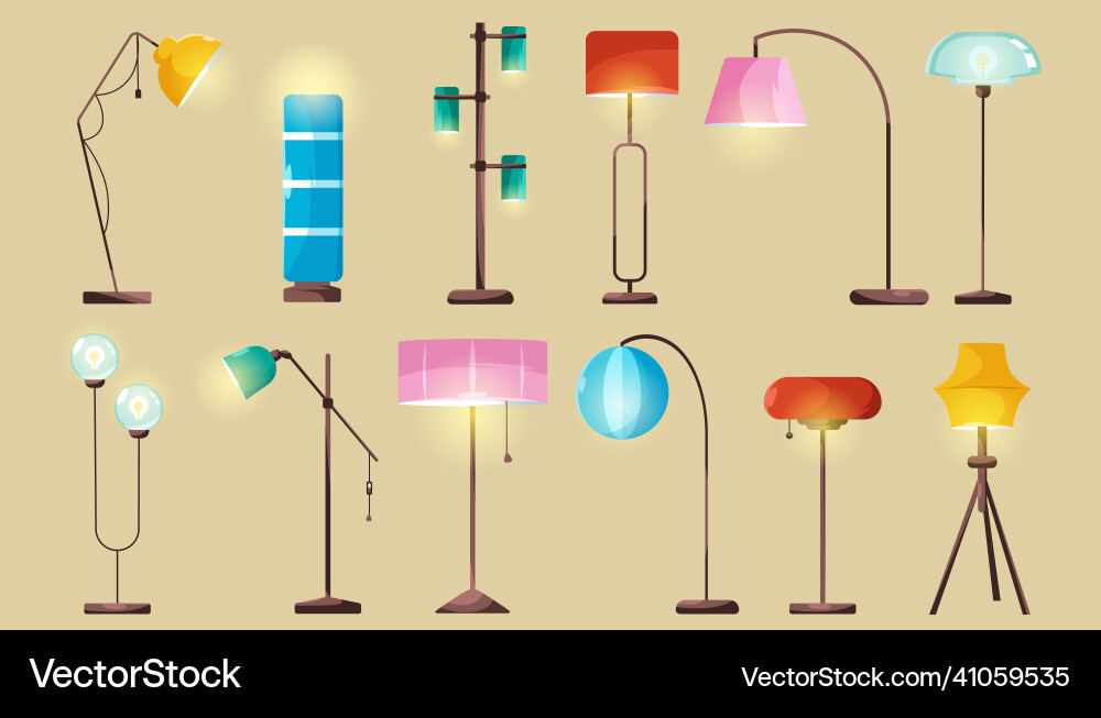 Modern floor lamps stylish lights for interior Vector Image