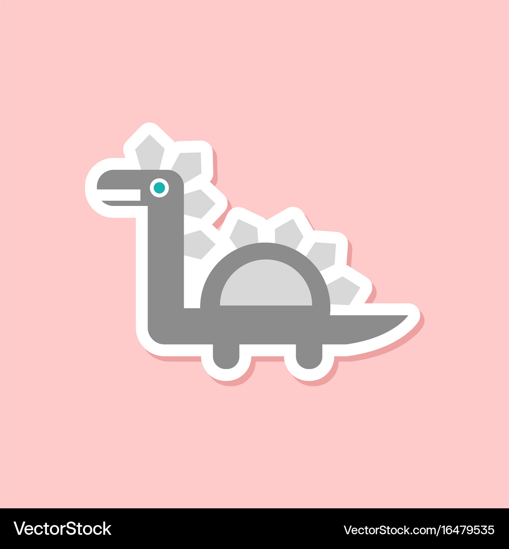 Paper sticker on stylish background dinosaur Vector Image
