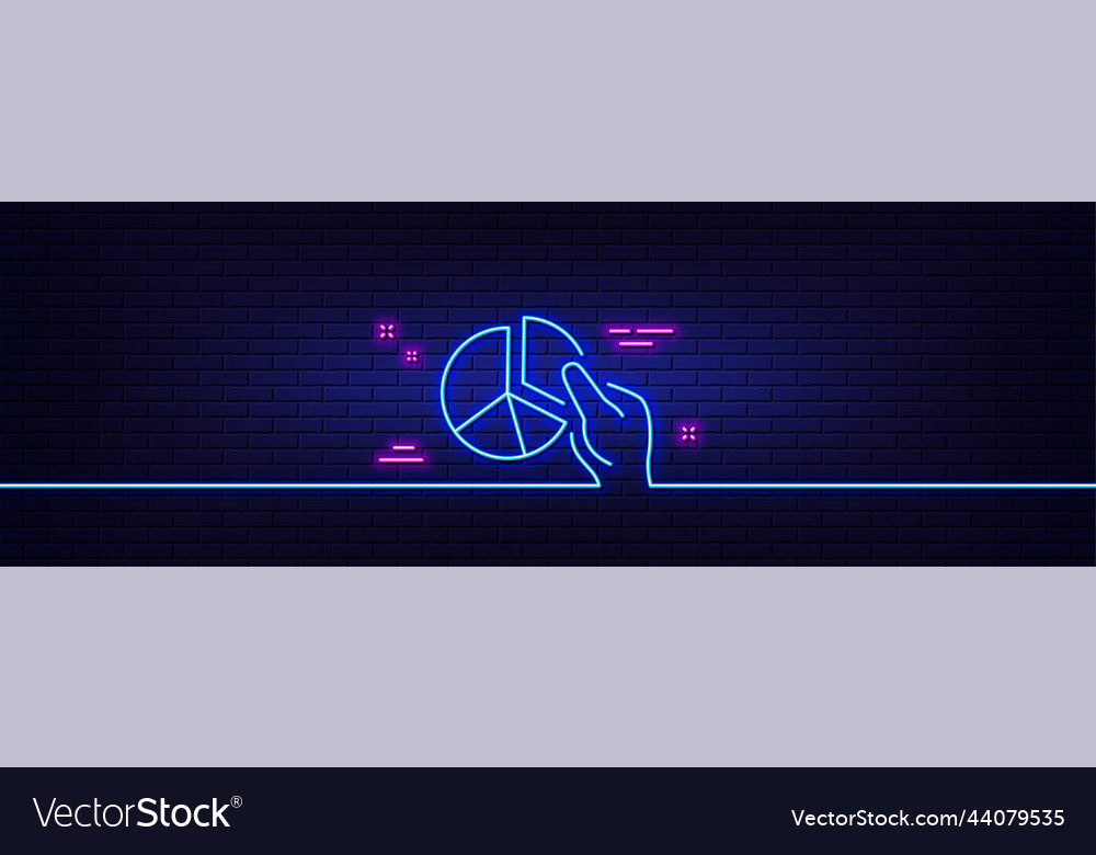 Pie chart line icon presentation graph sign neon Vector Image