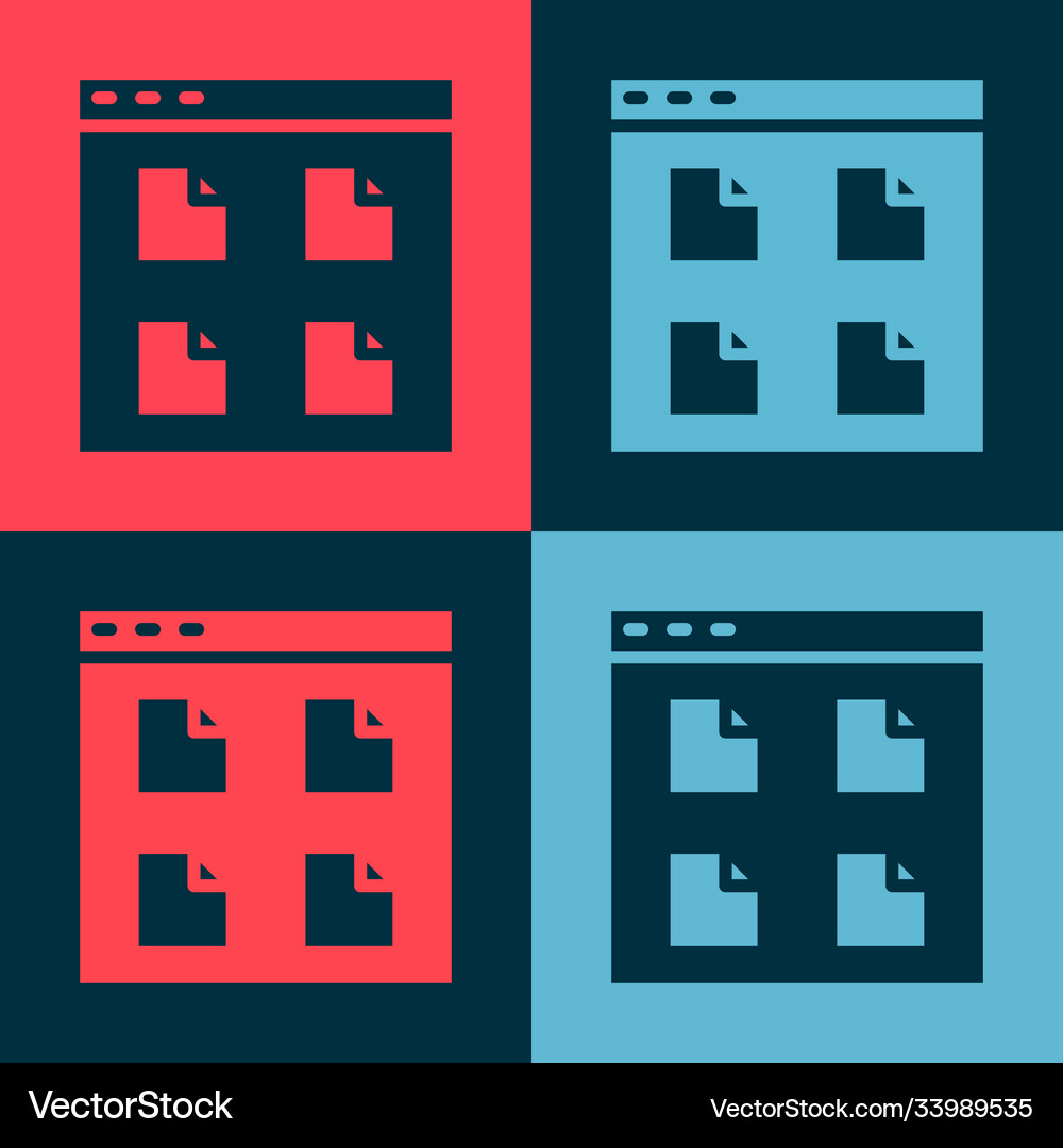 Pop art browser files icon isolated on color Vector Image