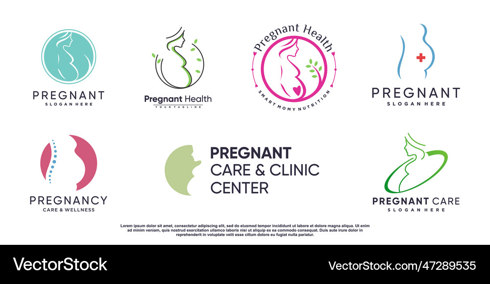 Pregnant mom logo collection with creative Vector Image