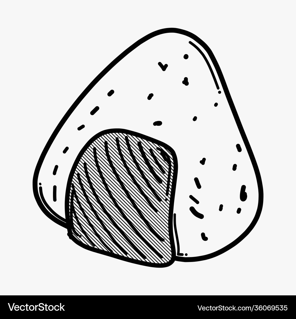 Rice ball doodle icon drawing sketch hand drawn Vector Image