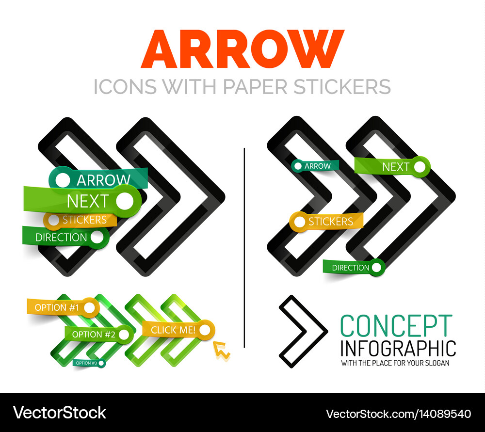 Arrow linear style icons 3d cut out relief Vector Image
