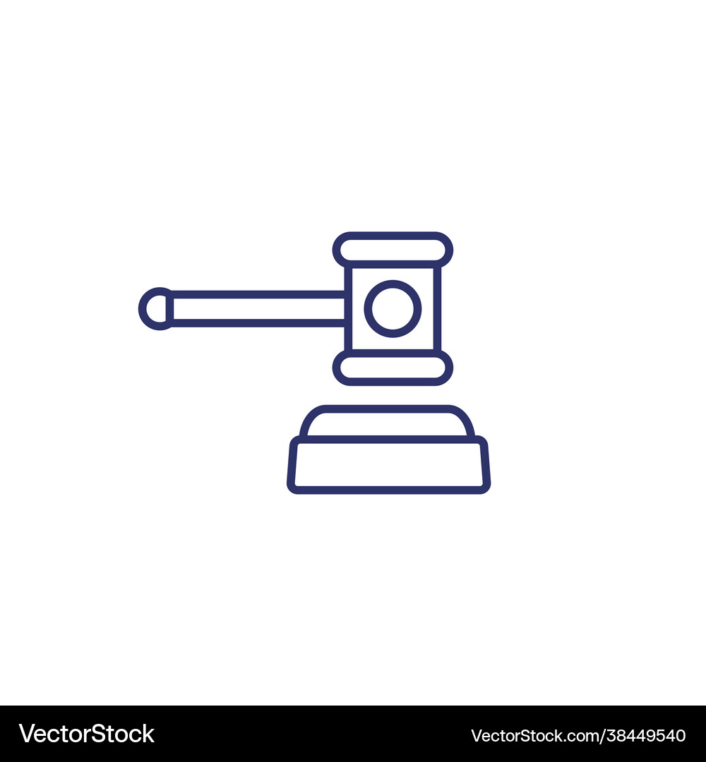 Auction hammer gavel line icon on white Royalty Free Vector