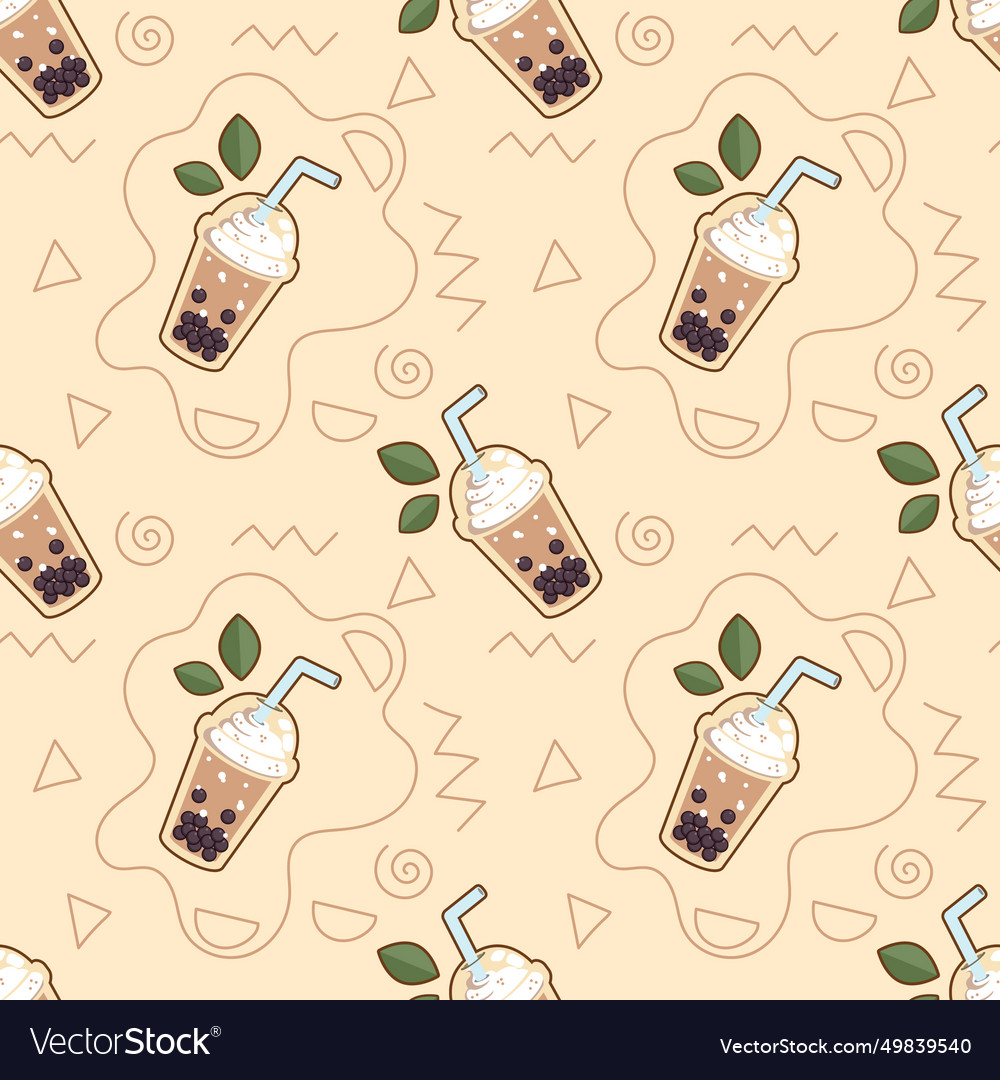 Bubble tea seamless pattern Royalty Free Vector Image