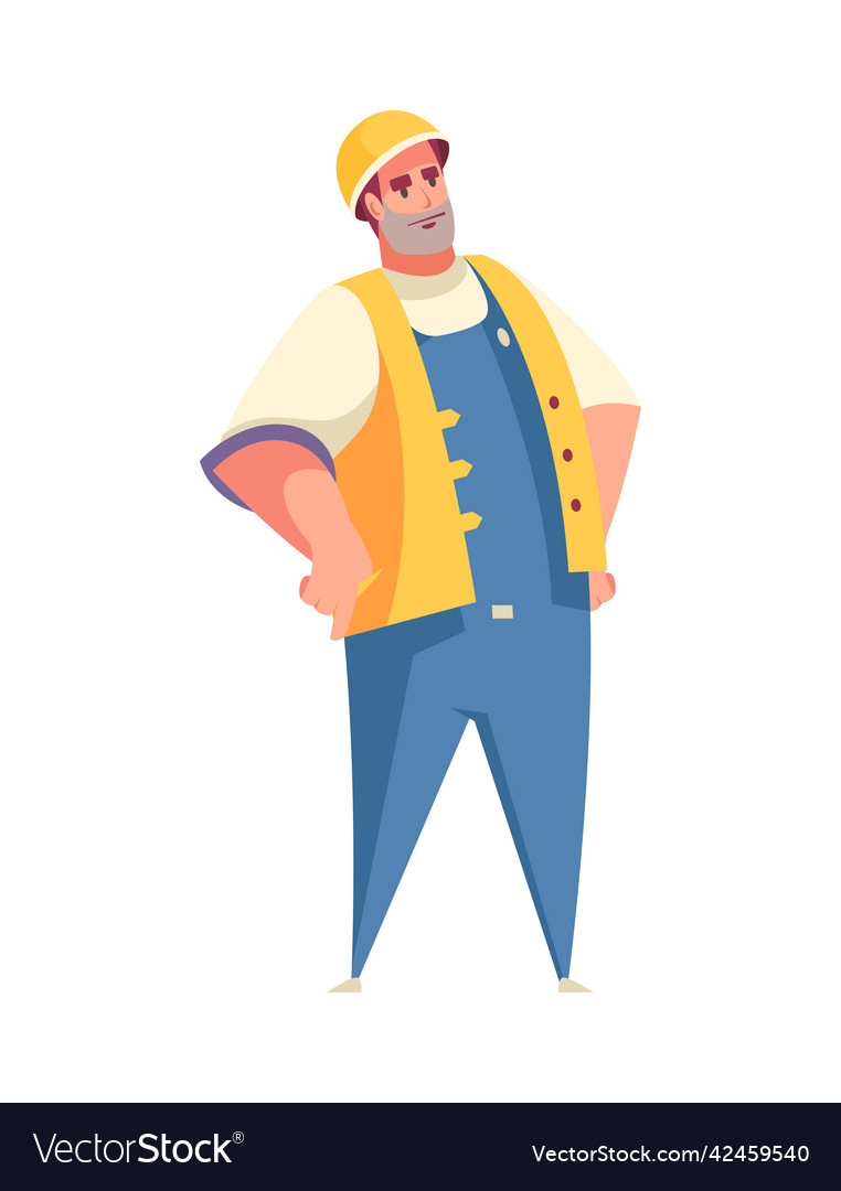 Construction worker flat composition Royalty Free Vector
