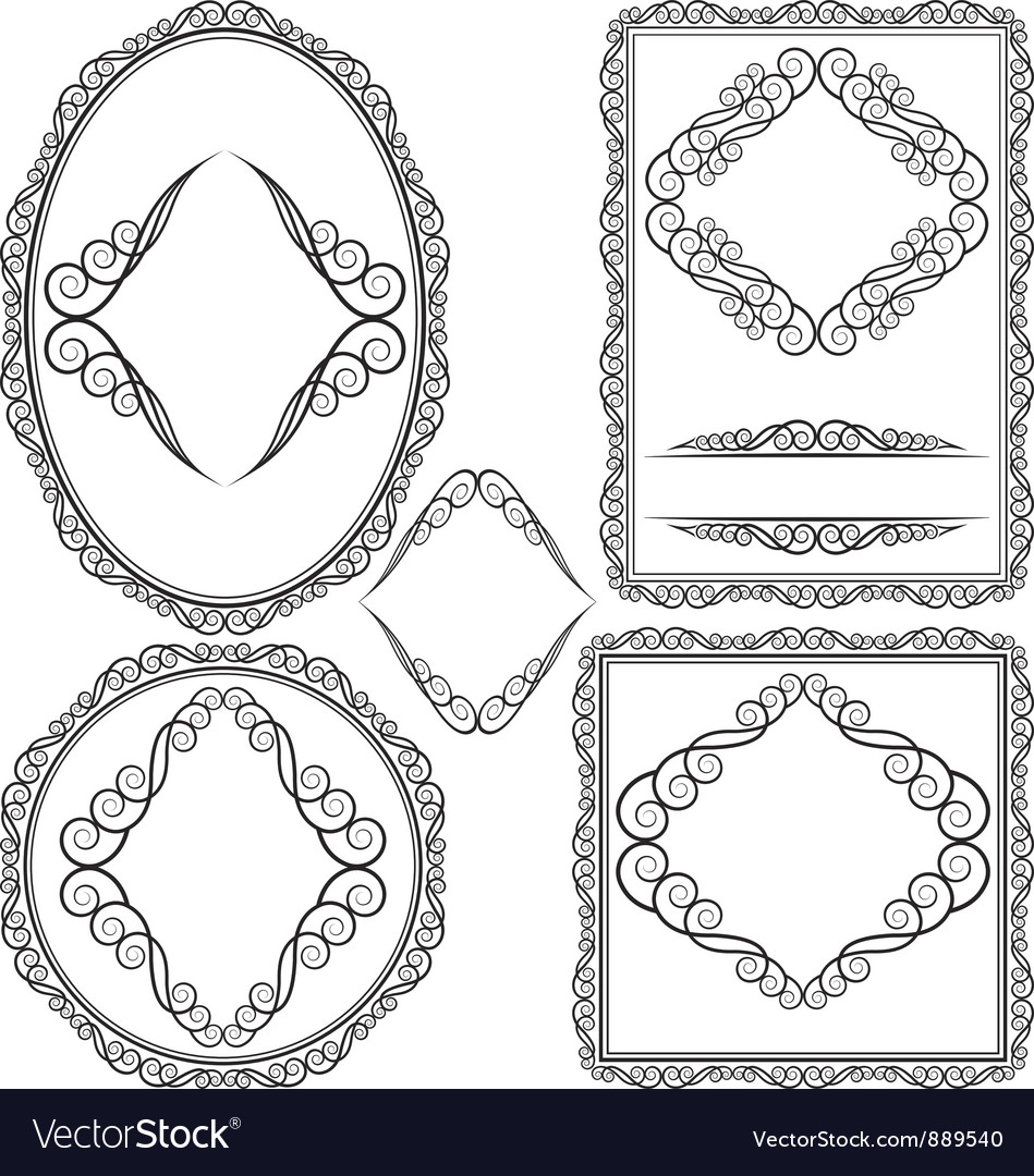 Frames - square oval rectangular circular Vector Image