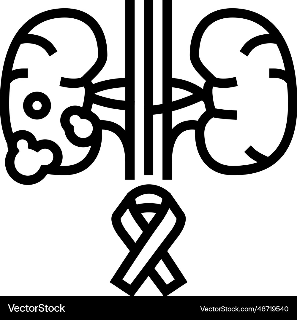 Kidney cancer line icon Royalty Free Vector Image