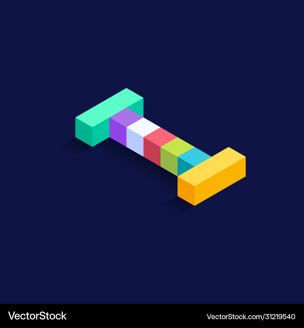 Letter i isometric colorful cubes 3d design Vector Image