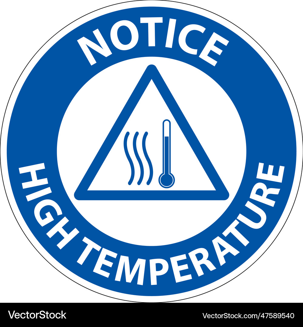 Notice high temperature symbol and text safety Vector Image
