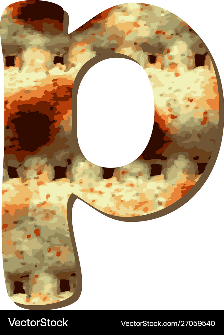 Rounded english lowercase letter p with matza Vector Image