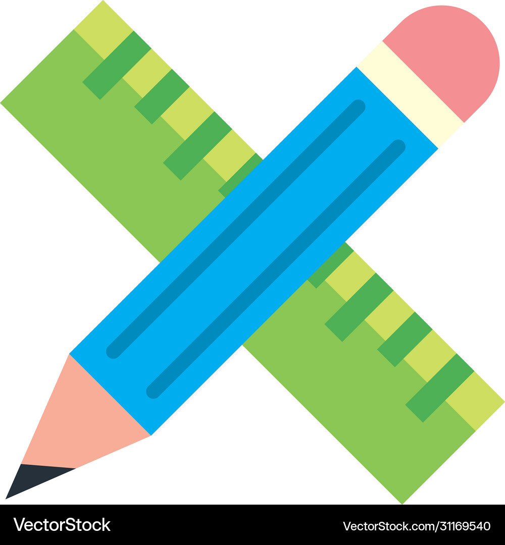 Ruler and pencil flat style icon design Royalty Free Vector