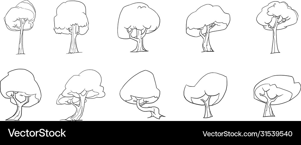 Sketch for many trees on a white background Vector Image