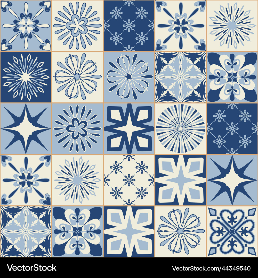 Spanish traditional blue ceramic symmetrical Vector Image
