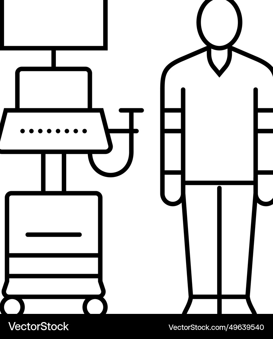 Ultrasound technician probe line icon Royalty Free Vector