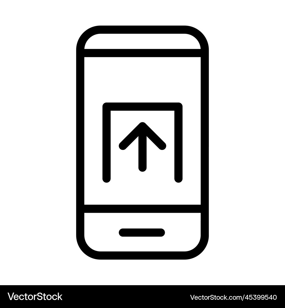 Upload smartphone icon line isolated on white Vector Image