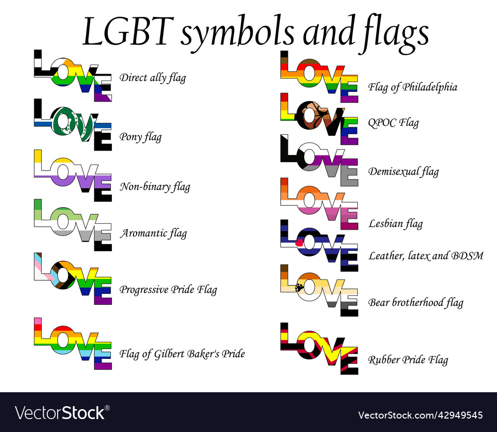 A set of new lgbt flags including progressive Vector Image