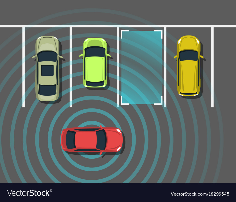 Autonomer Parkplatz Draufsicht Lizenzfreies Vektorbild