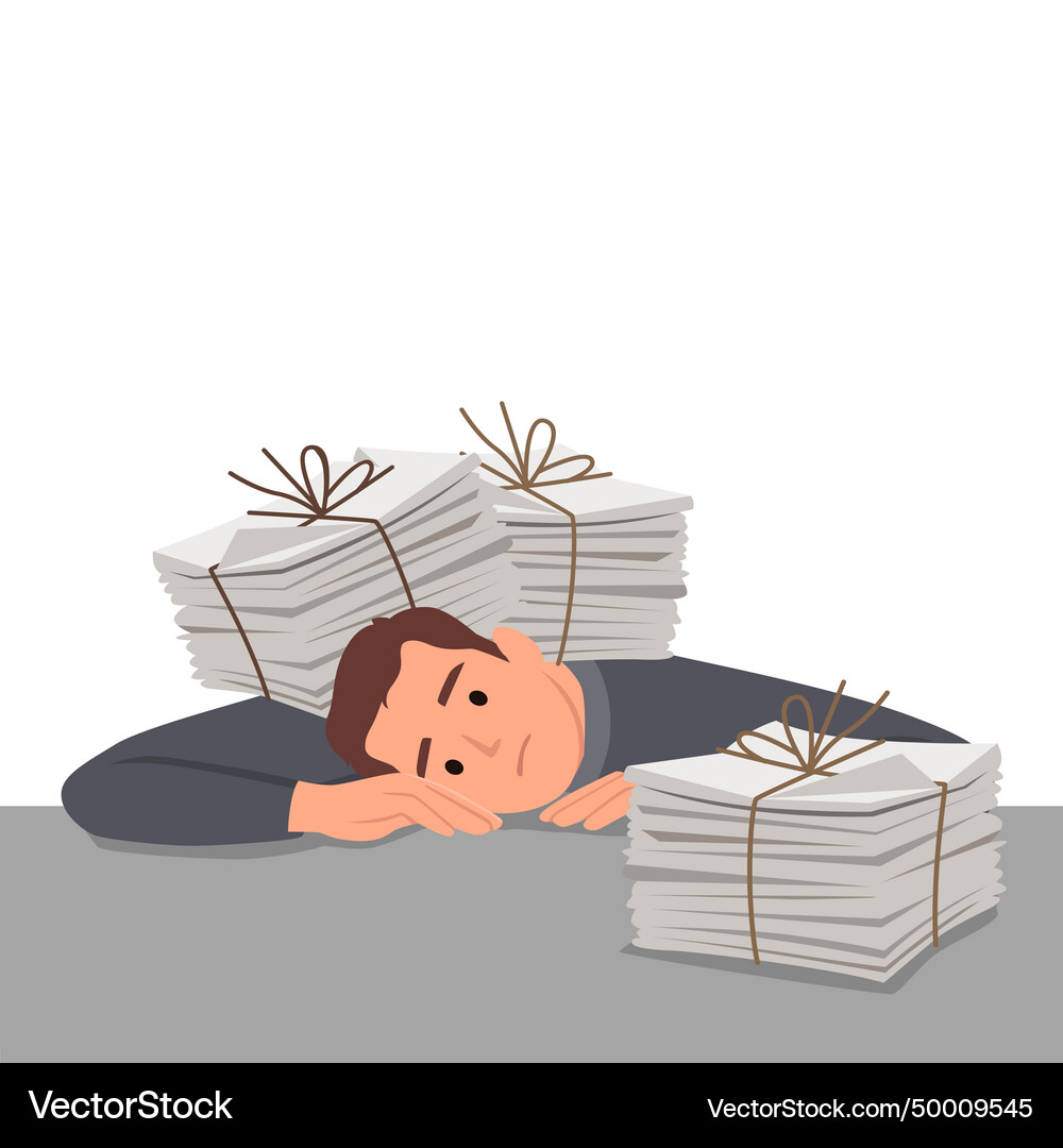 Burnout overload overwork concept unhappy Vector Image