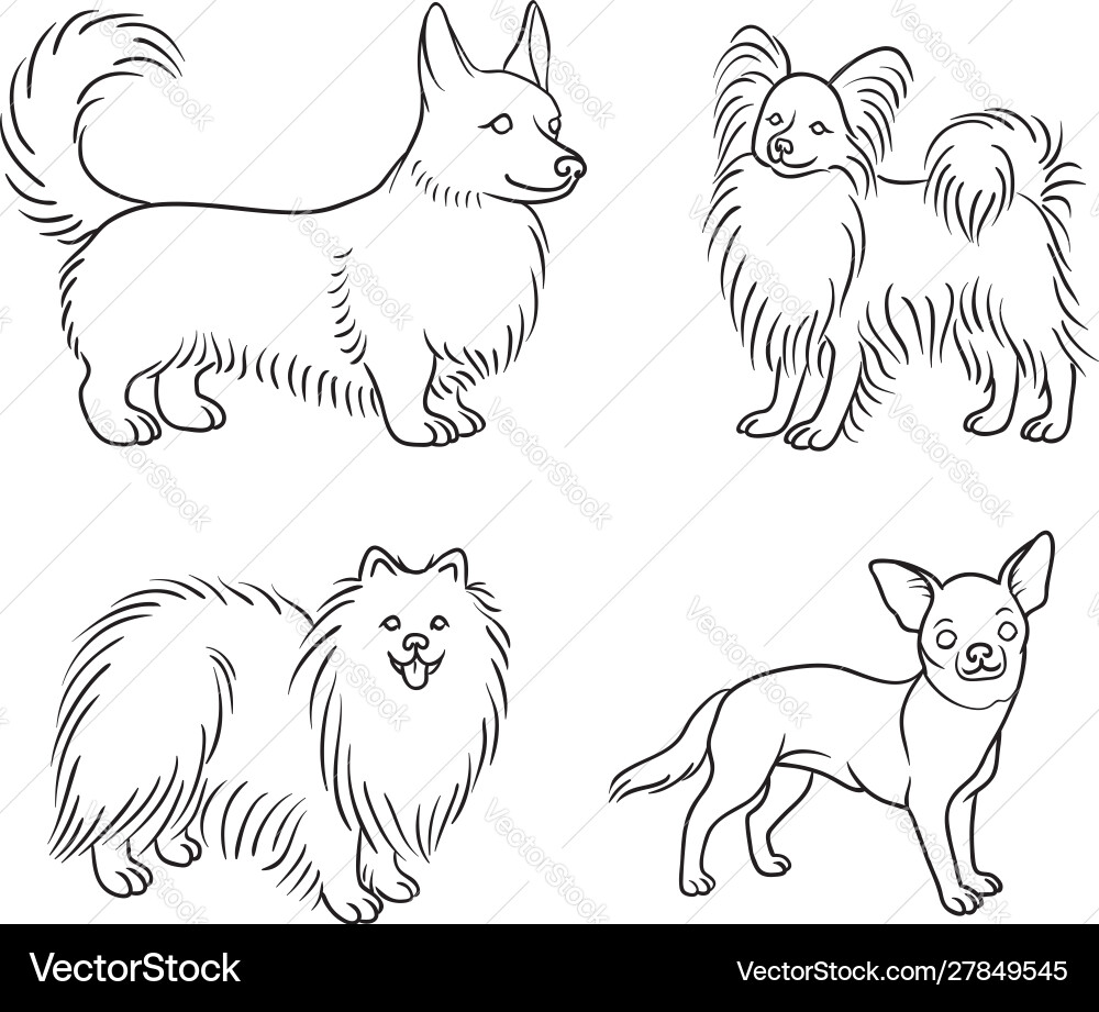 Dogs different breeds in outlines set6 Royalty Free Vector