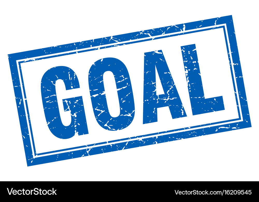 Goal blue square grunge stamp on white Royalty Free Vector