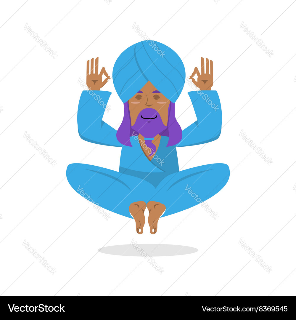 Indian yogi meditates on white background Vector Image