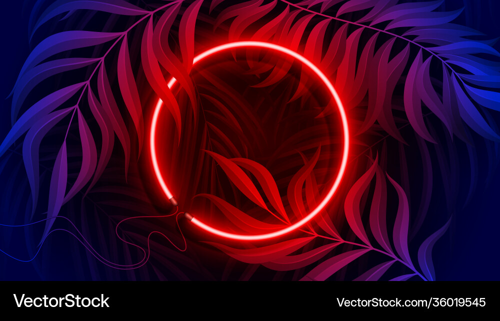 Neon light banner in fluorescent color tropical Vector Image