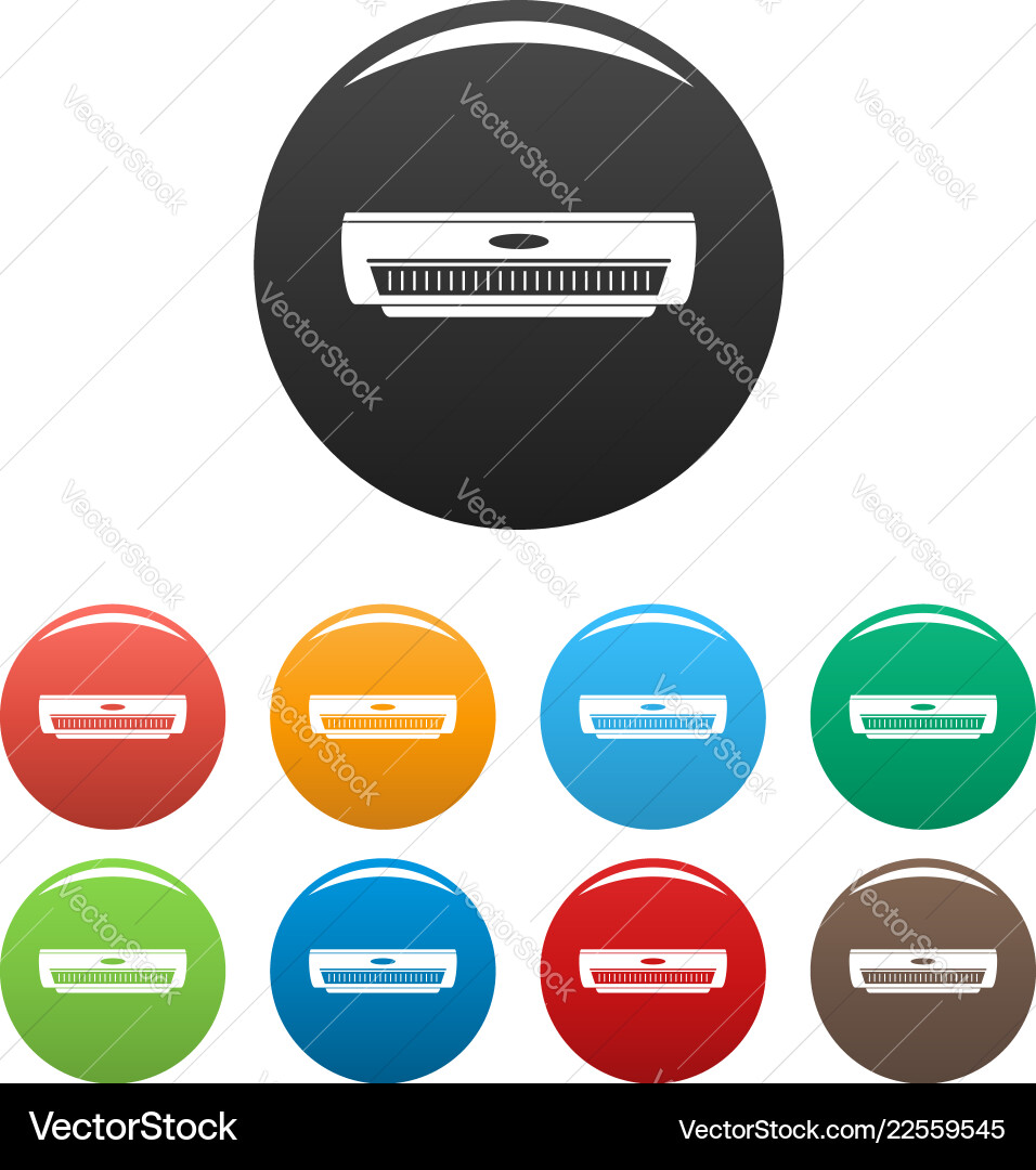 Office conditioner icons set color Royalty Free Vector Image