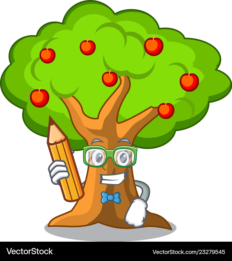 Student apple tree full of isolated mascot Vector Image
