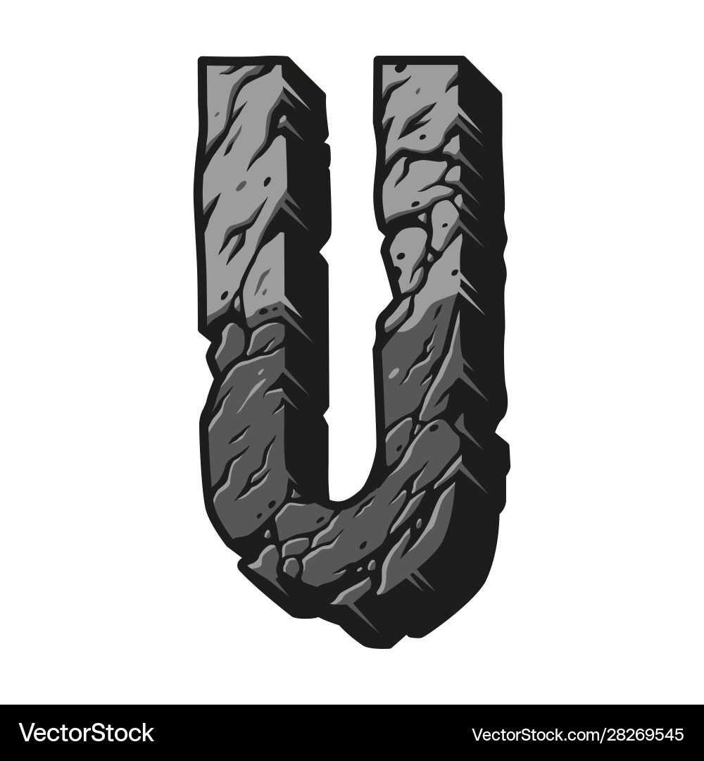 Vintage gray letter u concept Royalty Free Vector Image