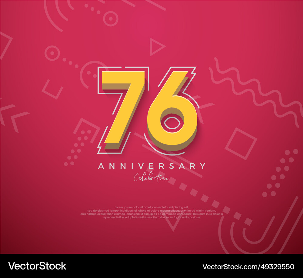 76th anniversary with a cartoon design Royalty Free Vector