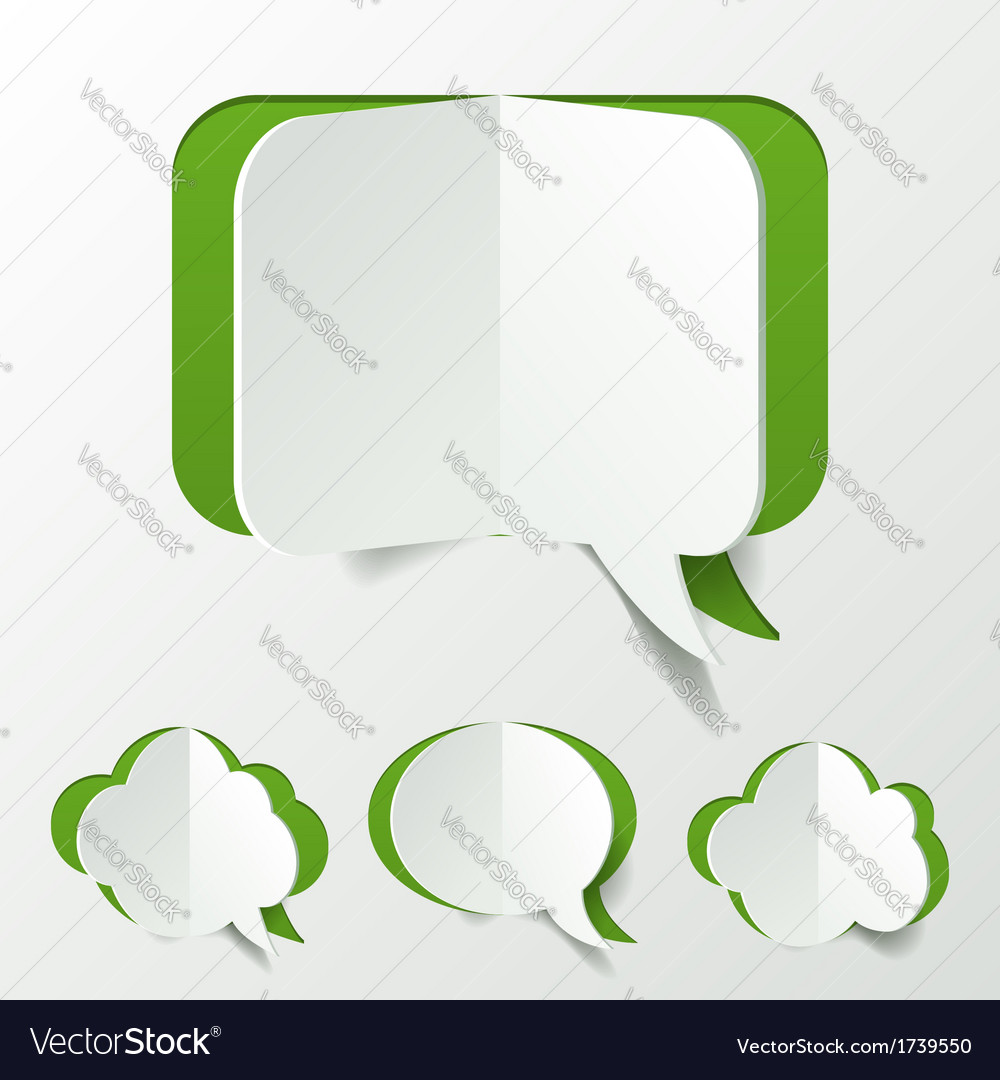 Abstract Green Speech Bubble Set Cut of Paper Vector Image
