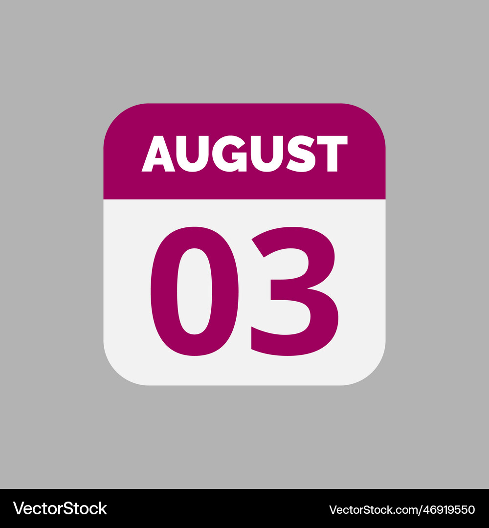 August 3 calendar date icon Royalty Free Vector Image