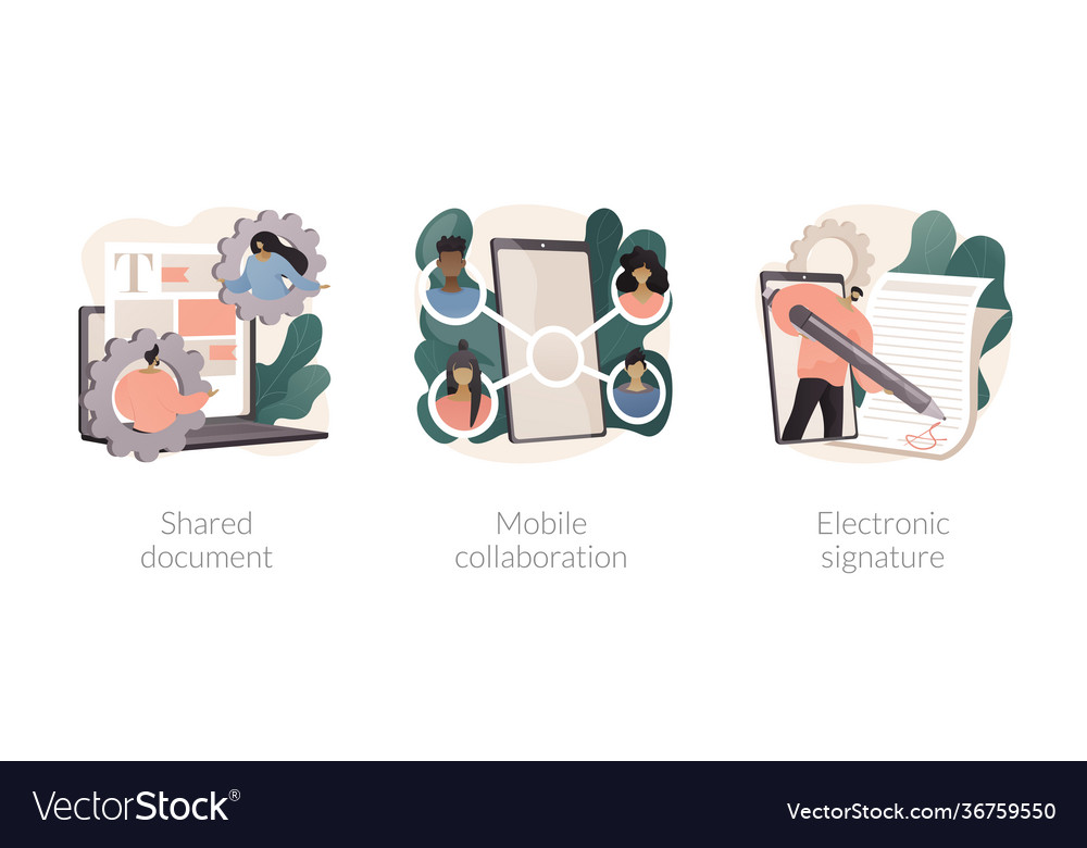 Collaborative Document Sharing Royalty Free Vector Image