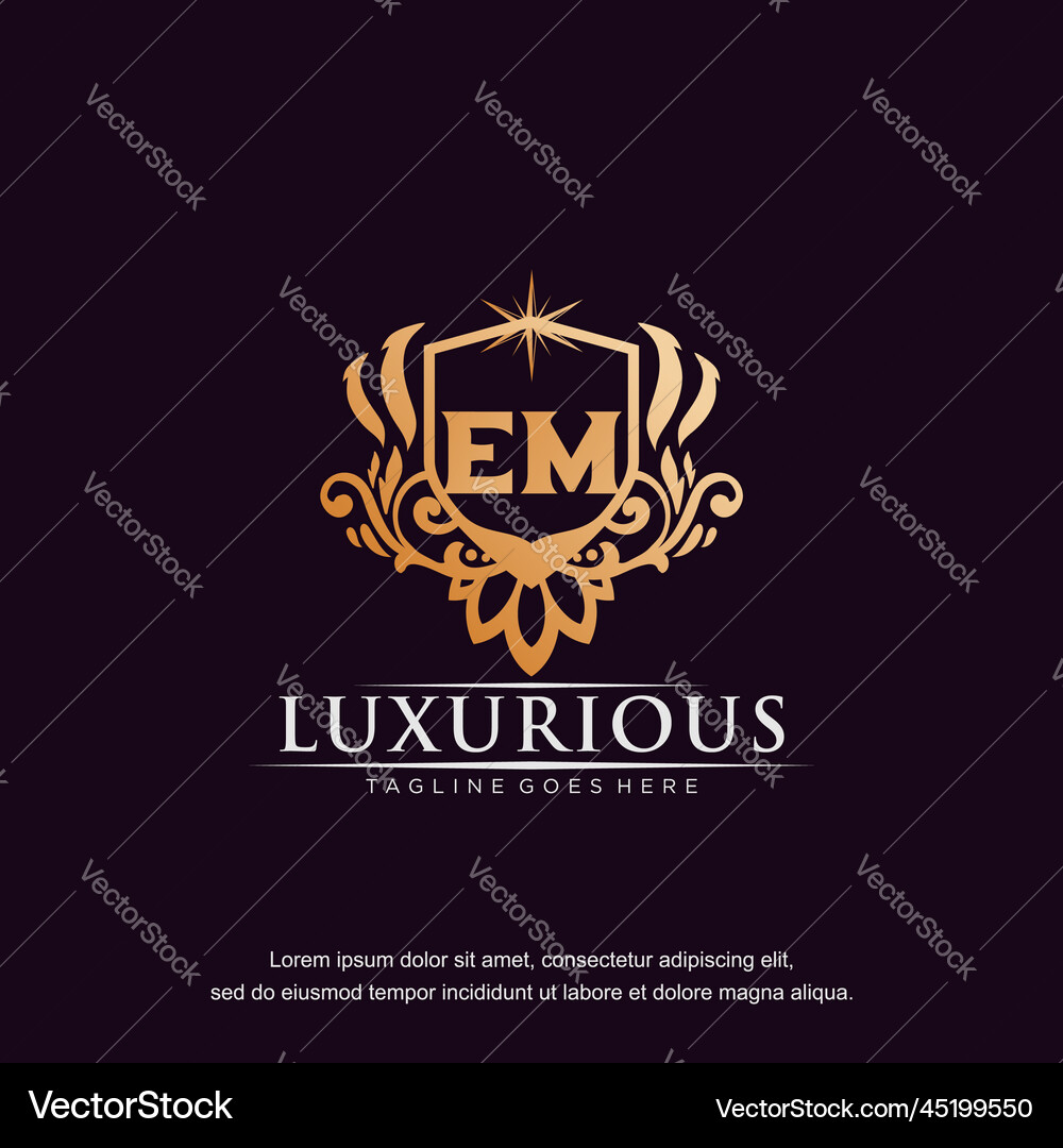 Em initial letter luxury ornament gold monogram Vector Image