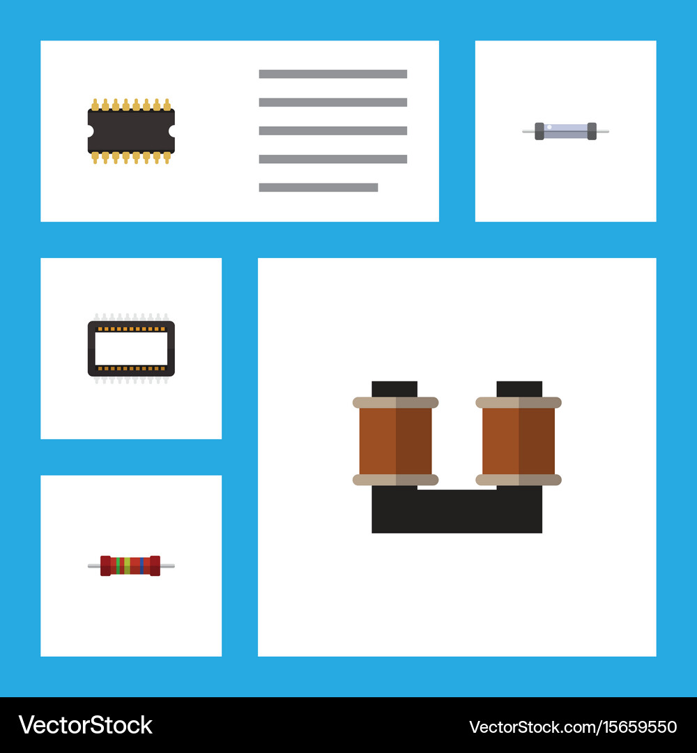 Flat icon electronics set of resistance coil Vector Image