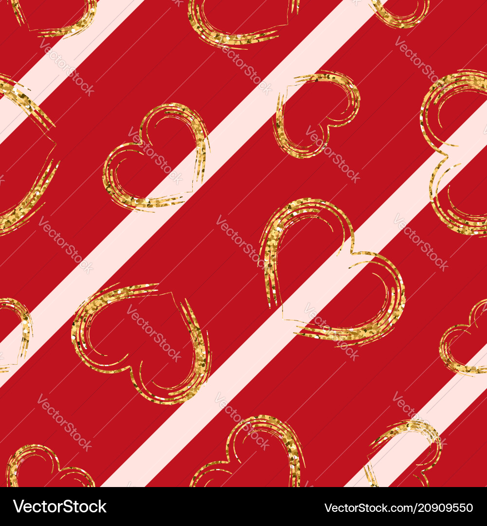 Gold heart seamless pattern red-pink geometric Vector Image