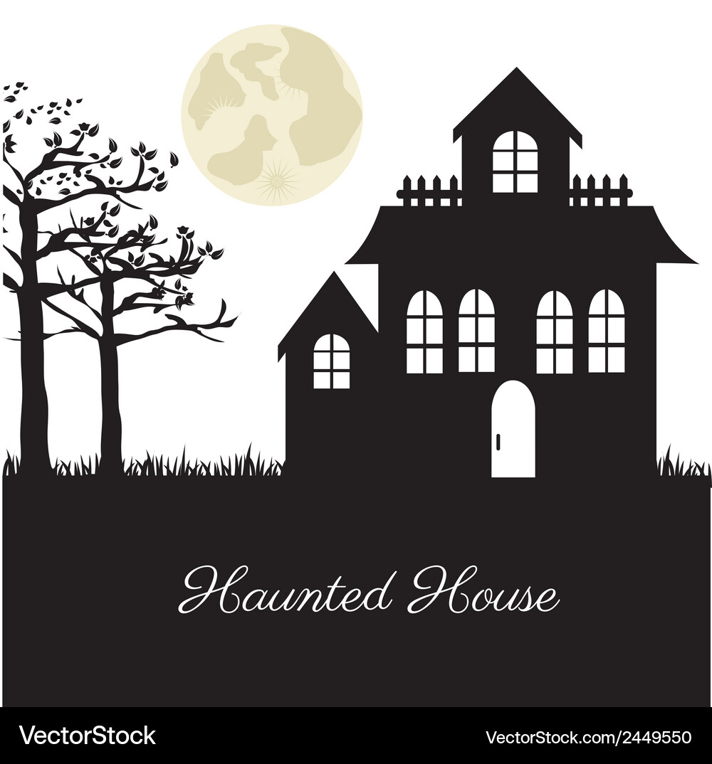 Haunted house over terrifying landscape background