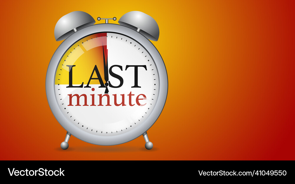 Last minute text written on the clock face Vector Image