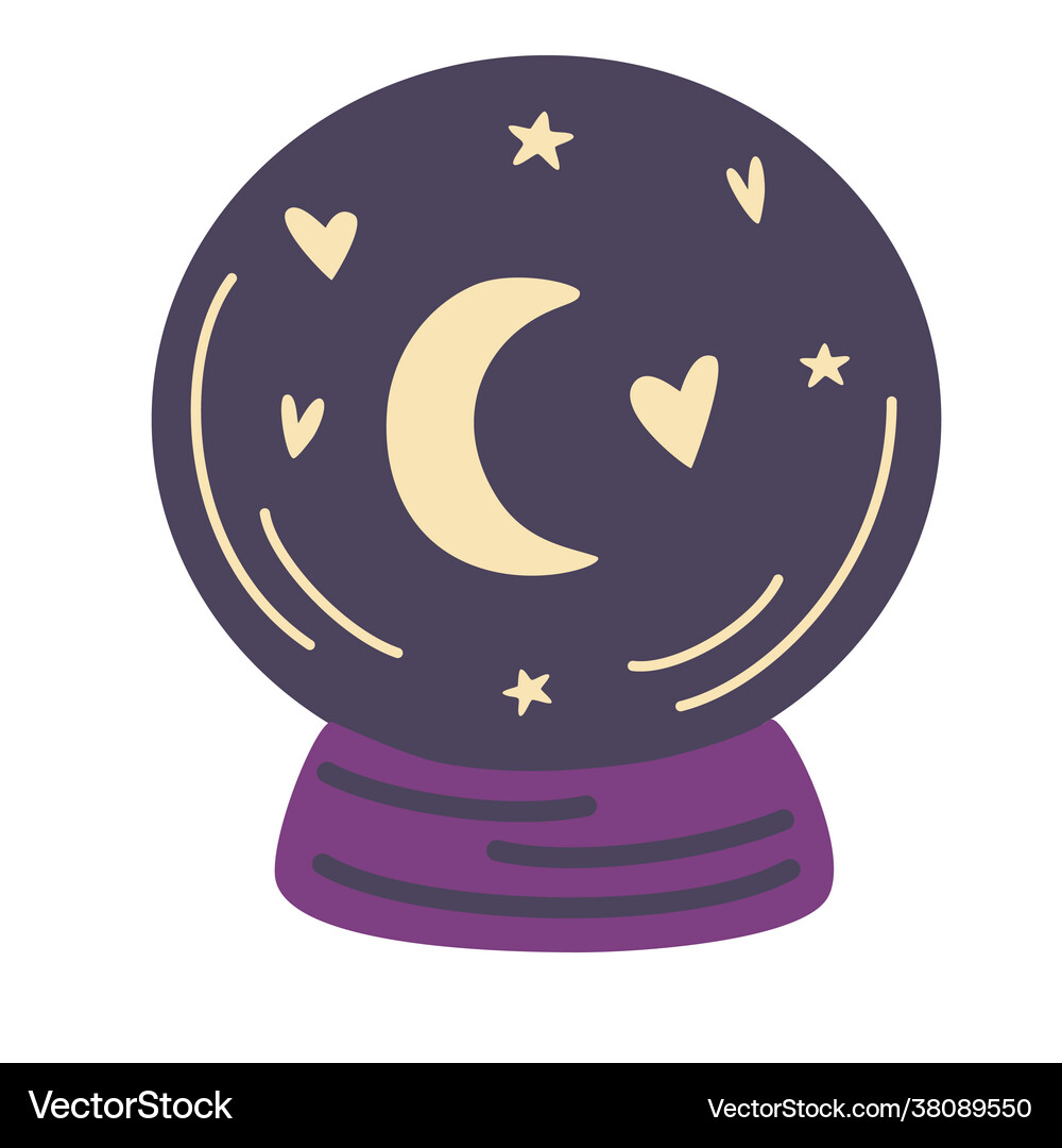 Magic crystal ball with stars predicting Vector Image