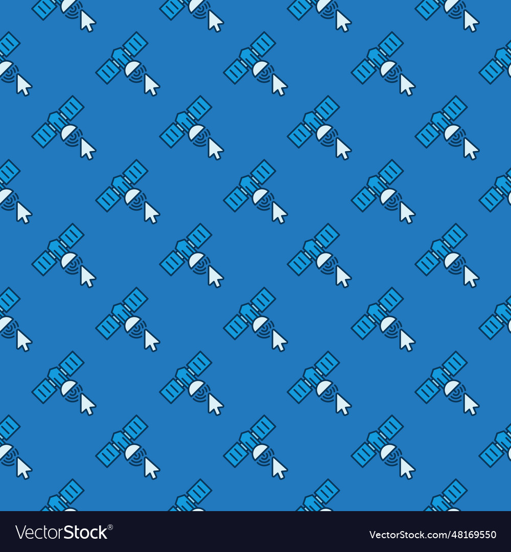 Mouse Cursor On Satellite Blue Seamless Pattern Vector Image