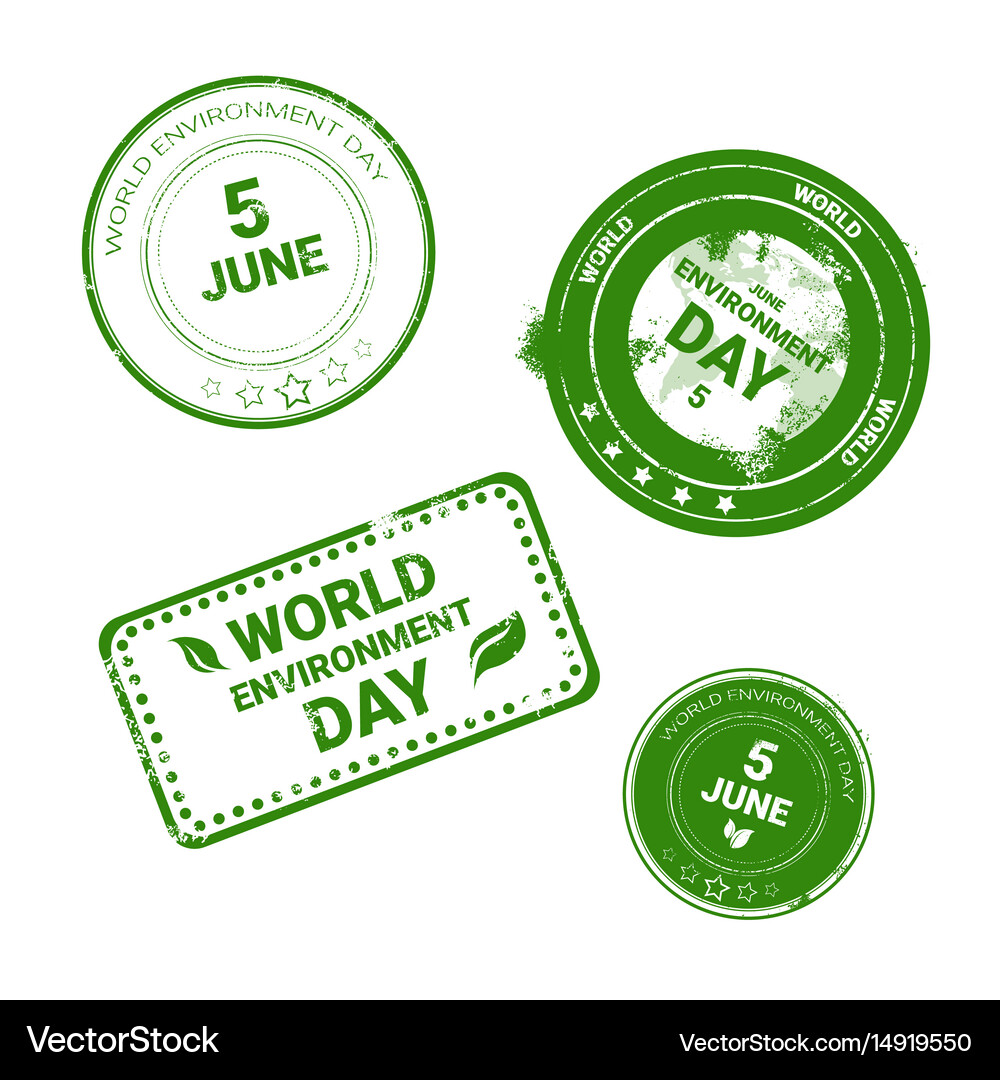 World environment day stamp icon set ecology Vector Image