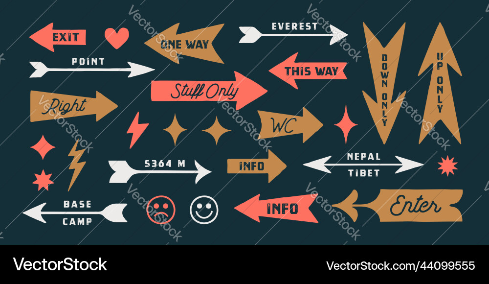 Arrow set vintage sign Royalty Free Vector Image