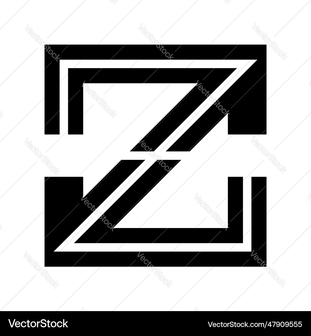 Black striped shaped letter z icon Royalty Free Vector Image